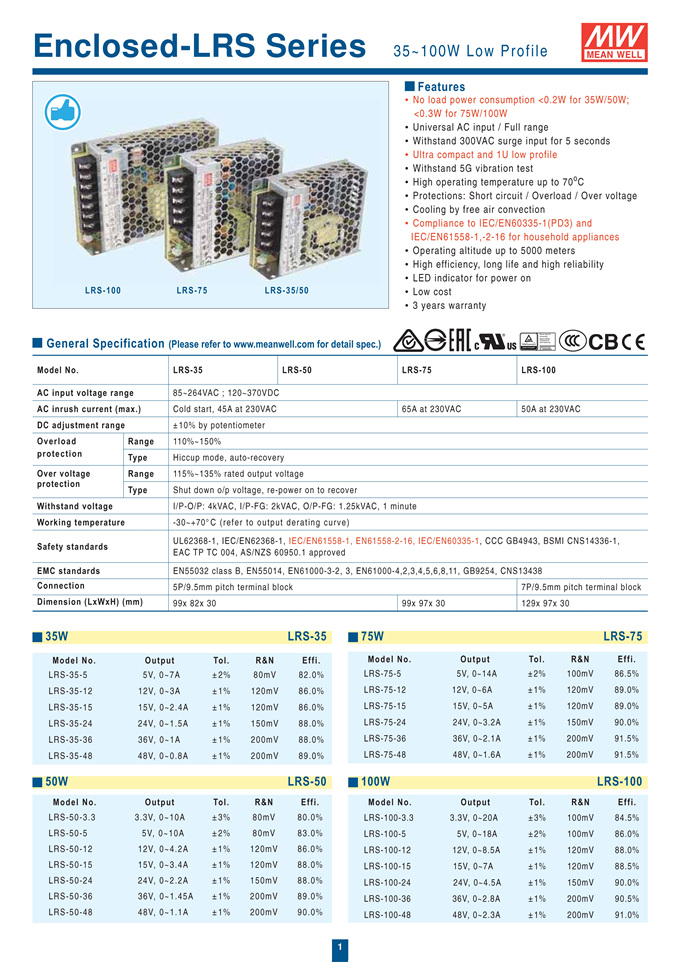 LRS-350-3.3 민웰 Meanwell